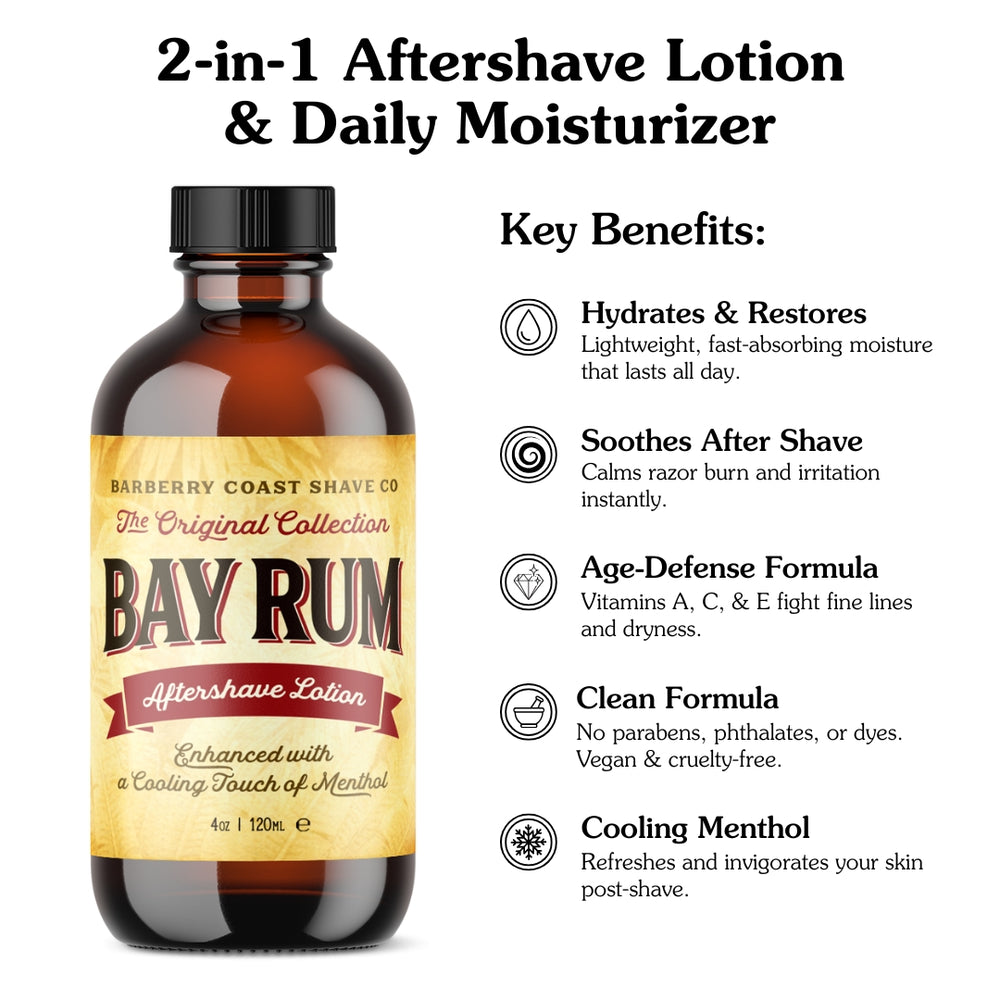Bay Rum 2-in-1 Aftershave Lotion & Daily Moisturizer | Barberry Coast®